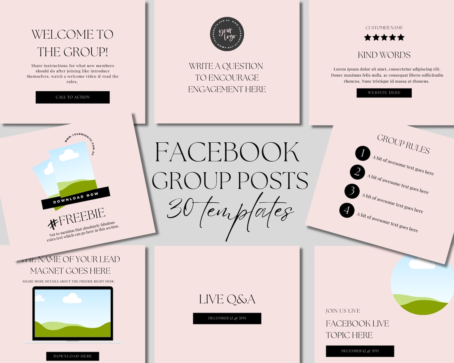 Facebook Group Branding Templates, INSTANT DOWNLOAD Canva Template ...