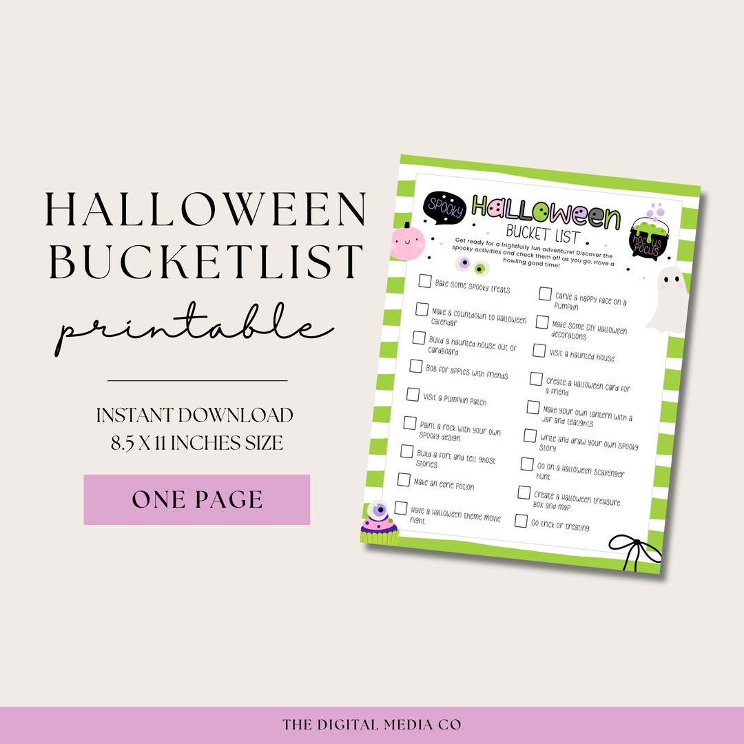 Halloween Bucket List Printable - Etsy