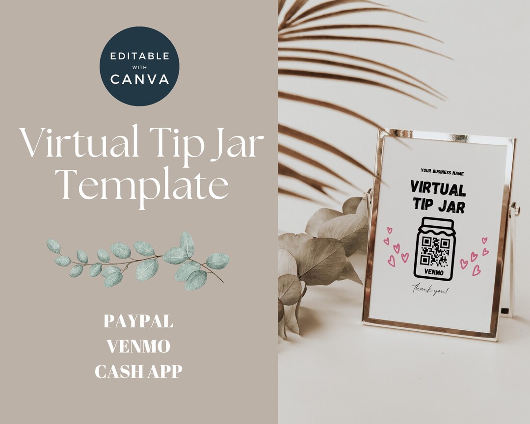 Qr Code Sign Template | Venmo Sign Template | Tip Your Bartender Sign ...