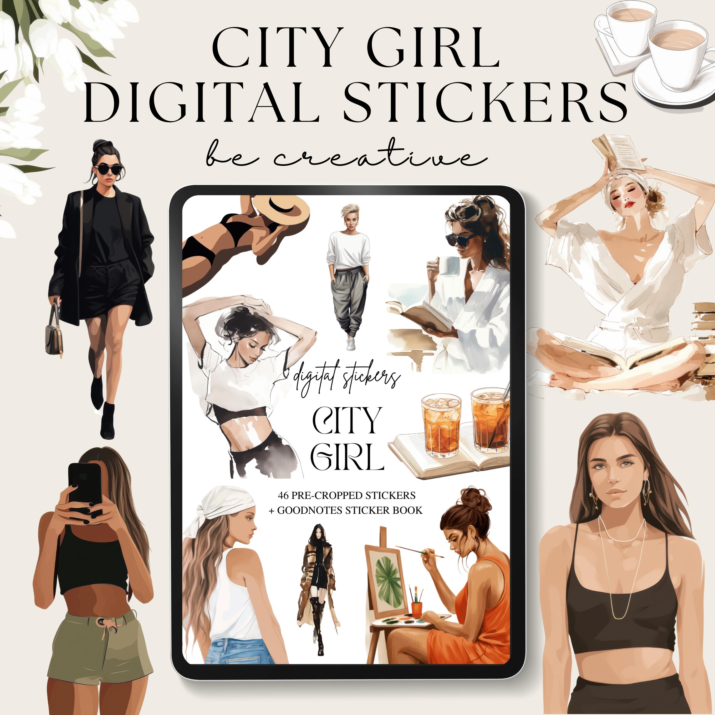 City Girl Stickers, Urban Every Day Sticker, Lifestyle Girl Digital ...