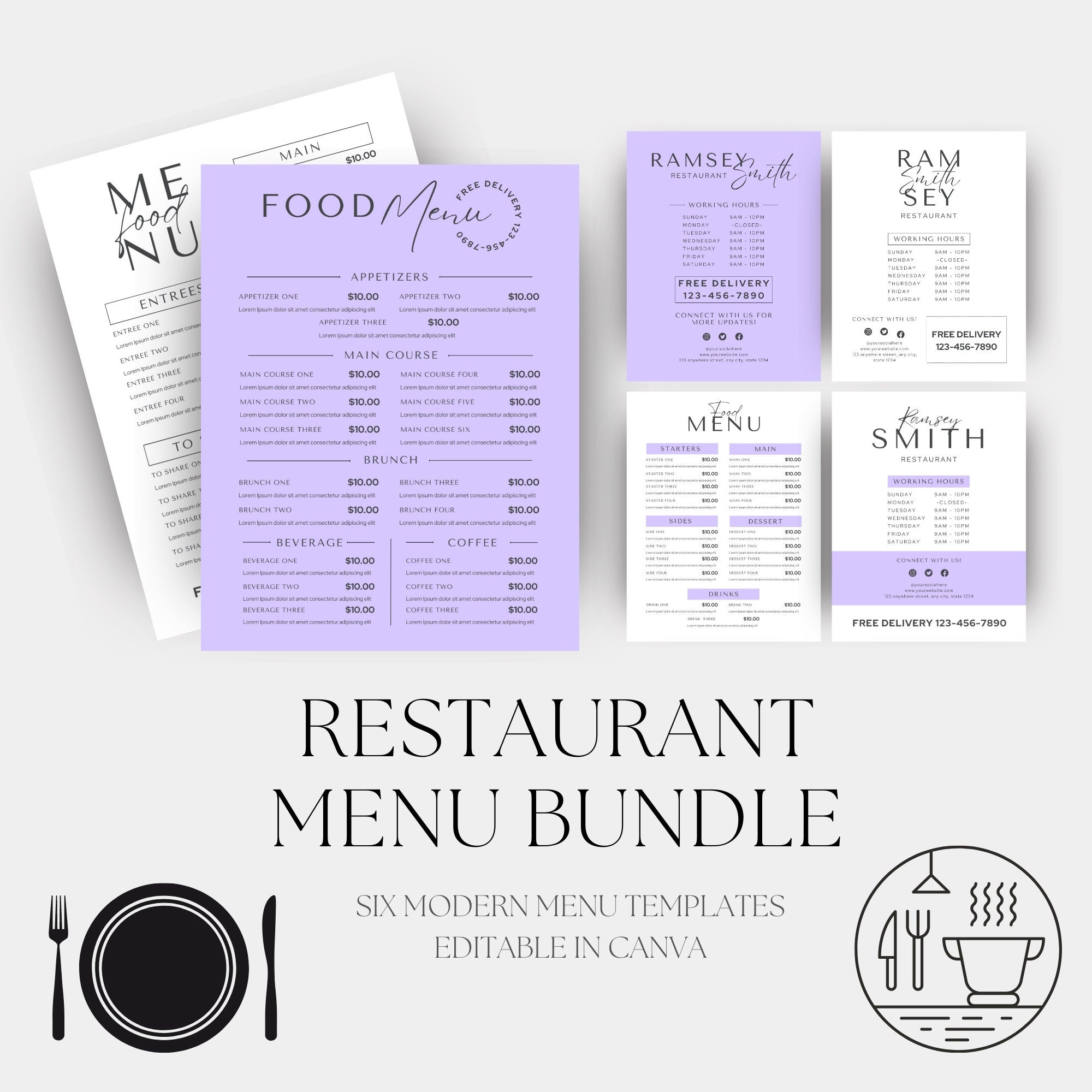 Restaurant Menu Template Organic Food Instant Download Digital Download ...