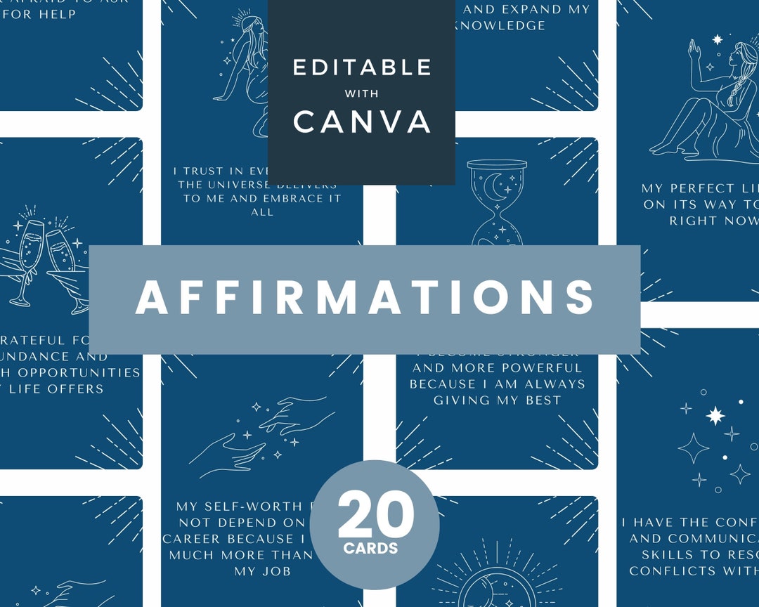 Affirmation Cards Template Canva, Affirmation Station, Printable ...