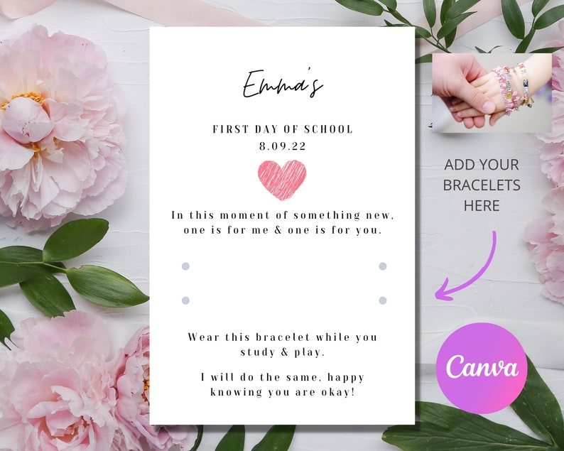 Printable Back to School Bracelet Gift Template Printable - Etsy