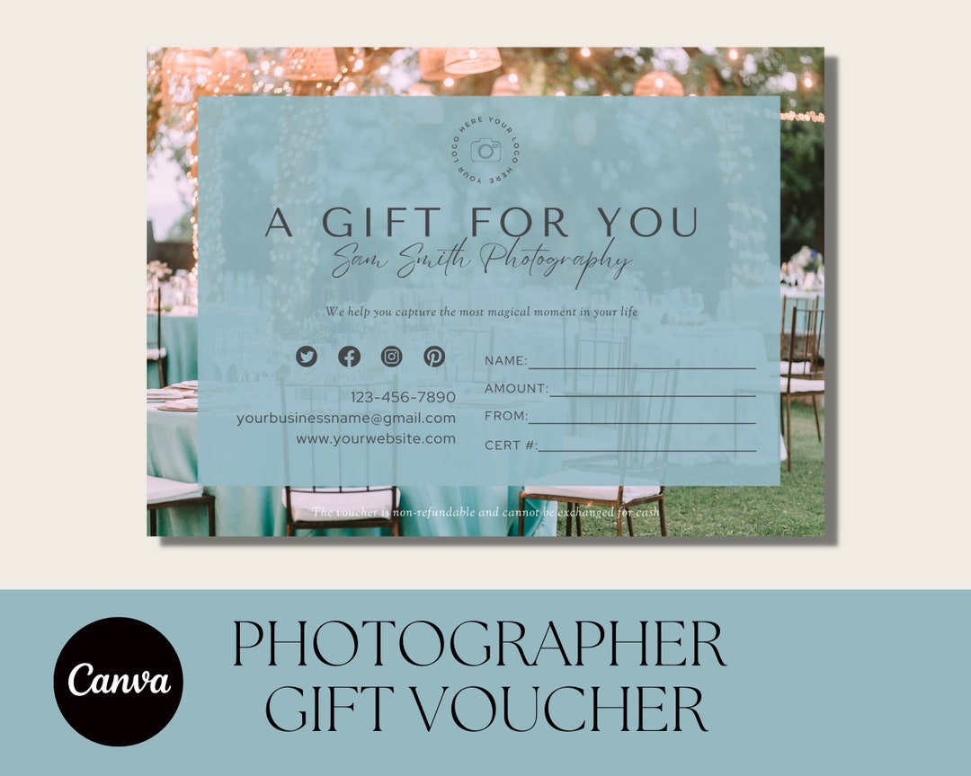 Gift Card for Photographer Photo Session Gift Card - Etsy