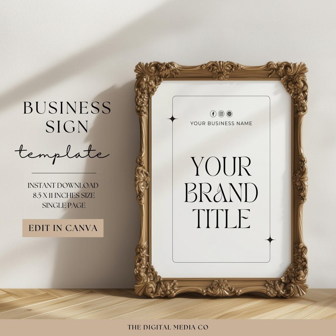 Business Sign, Canva Printable Signage, Small Biz Template, Editable ...