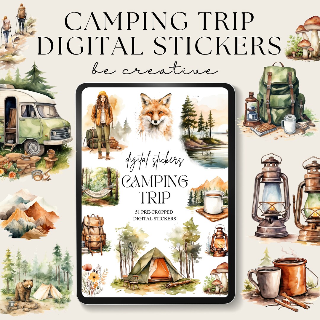 Camping Digital Stickers, Goodnotes Great Outdoors Stickers, Every Day ...