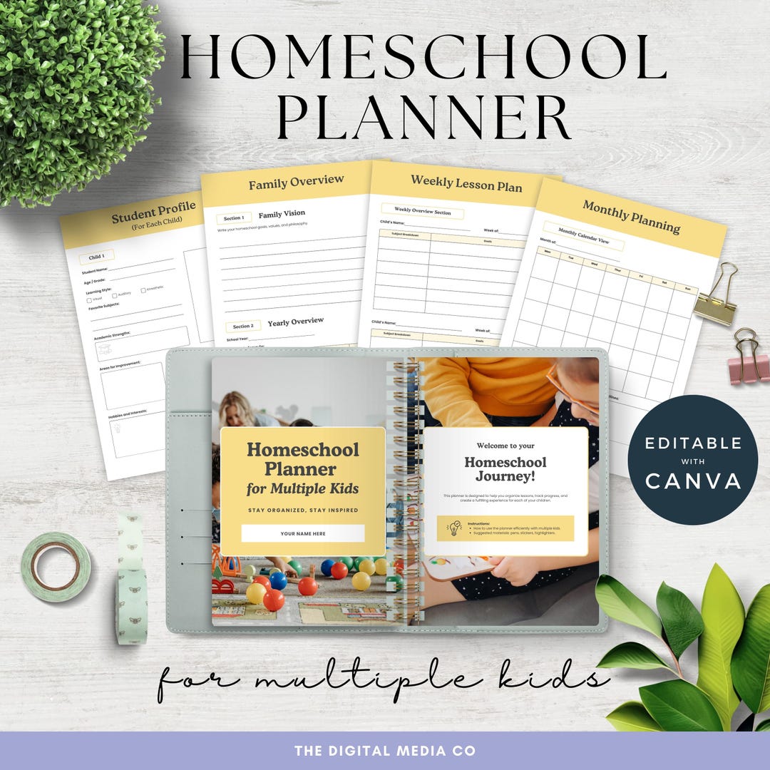 Homeschool Planner for Multiple Kids, Homeschooling Template, Printable ...