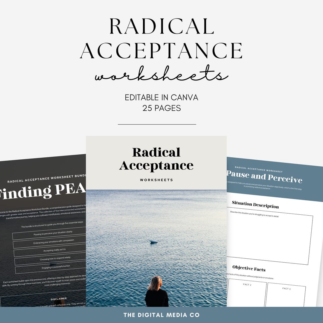 Radical Acceptance Worksheets, Printable DBT Workbook PDF, Mental ...