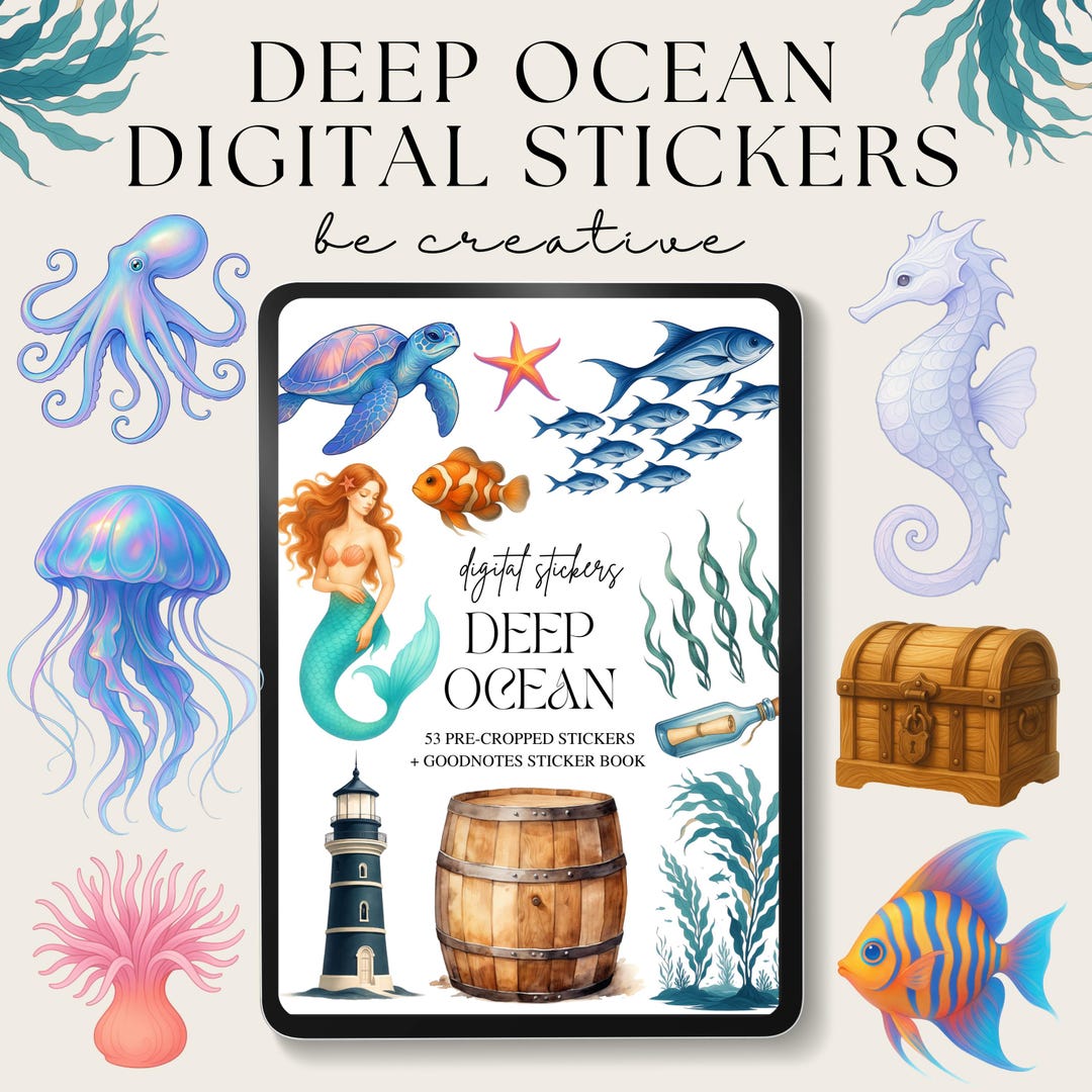 Deep Ocean Stickers, Goodnotes Beach Stickers, Summer Dreams Stickers ...