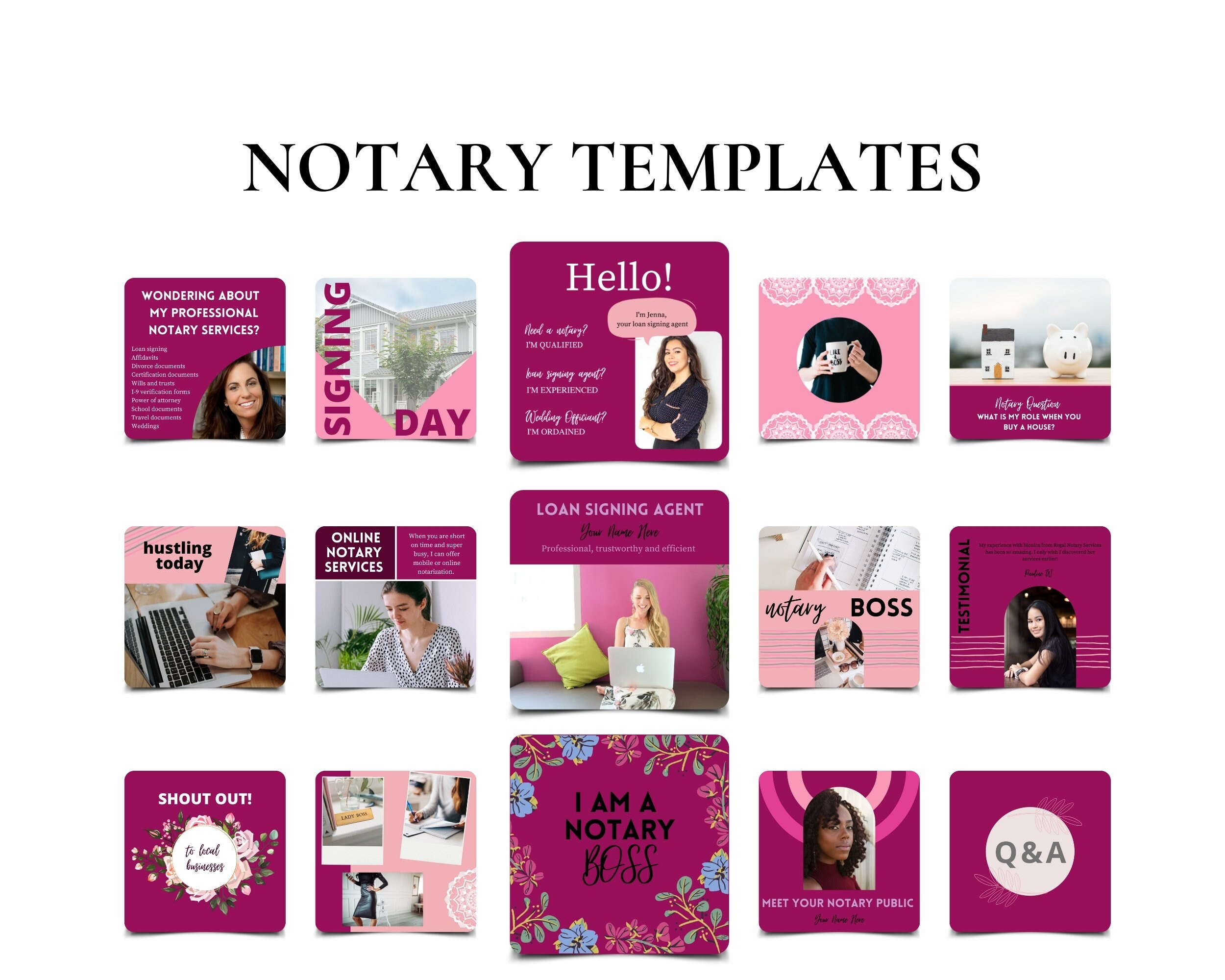 25 Notary Instagram Templates Pink Public Notary Marketing - Etsy