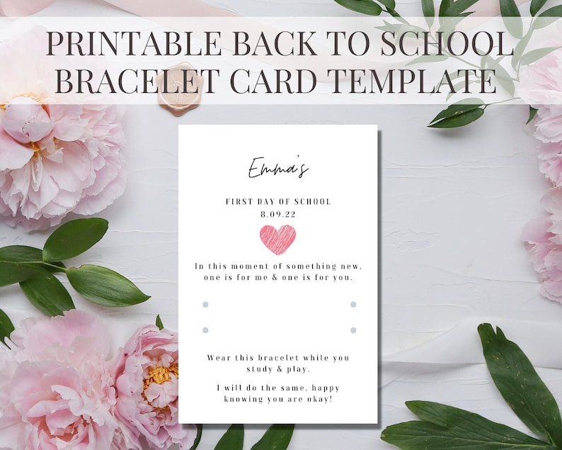 Printable Back to School Bracelet Gift Template, Printable Bracelet ...
