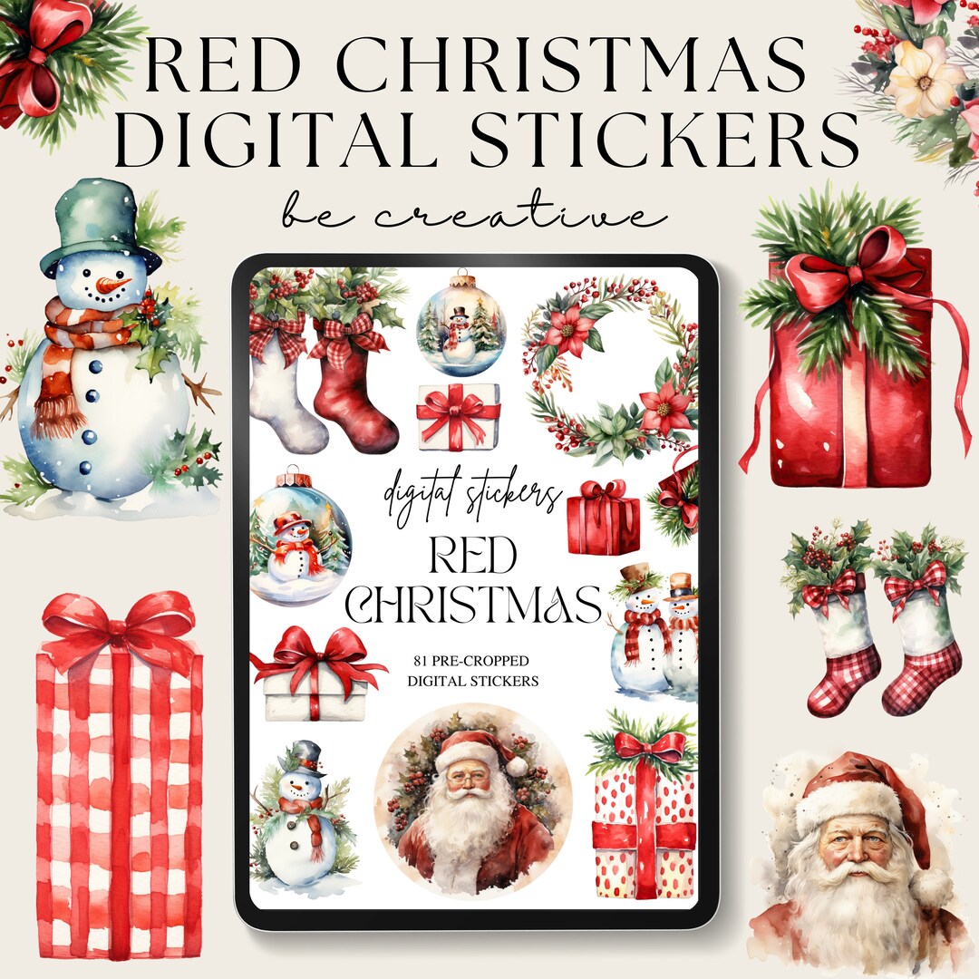 Red Christmas Digital Planner Stickers | Digital Sticker Book ...