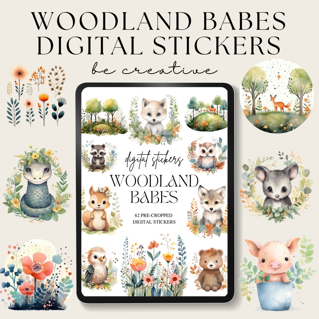 Woodland Babes Digital Stickers, Goodnotes Forest Animal Stickers ...