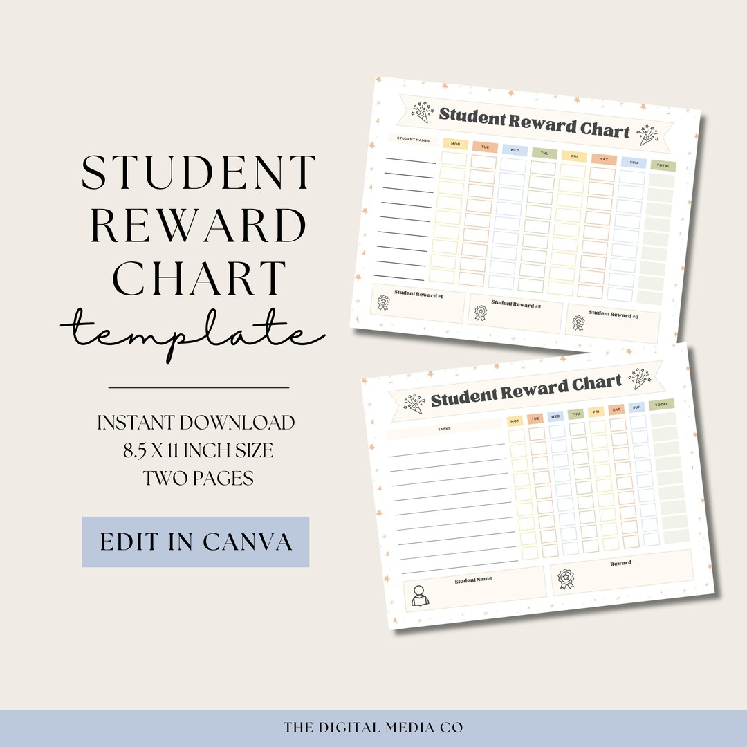Student Reward Chart, Kids Behavior Chart | Editable Goal Tracker ...