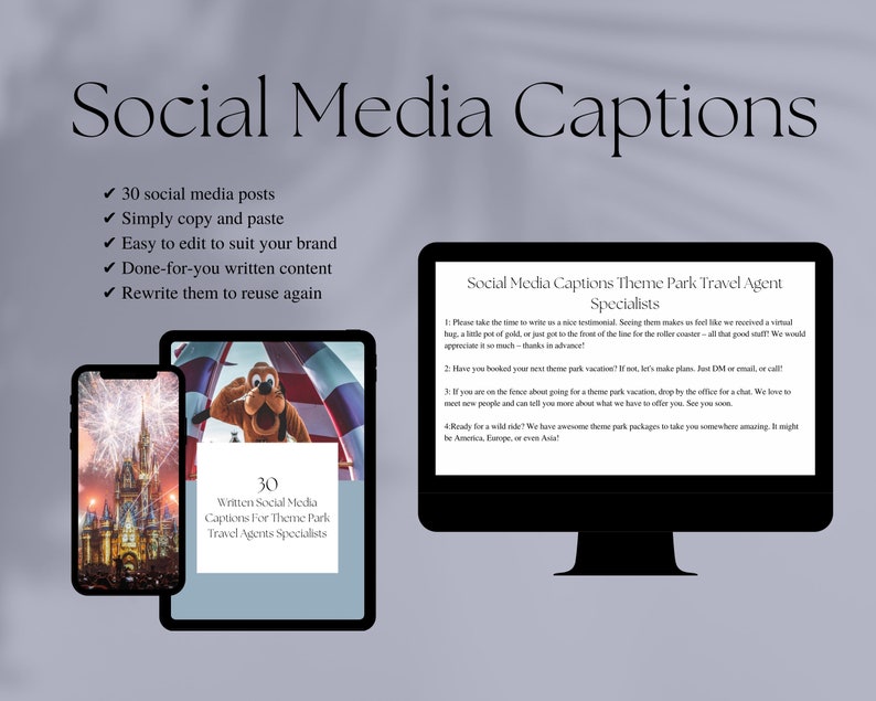 Theme Park Specialist Written Social Media Captions, Travel Agent ...