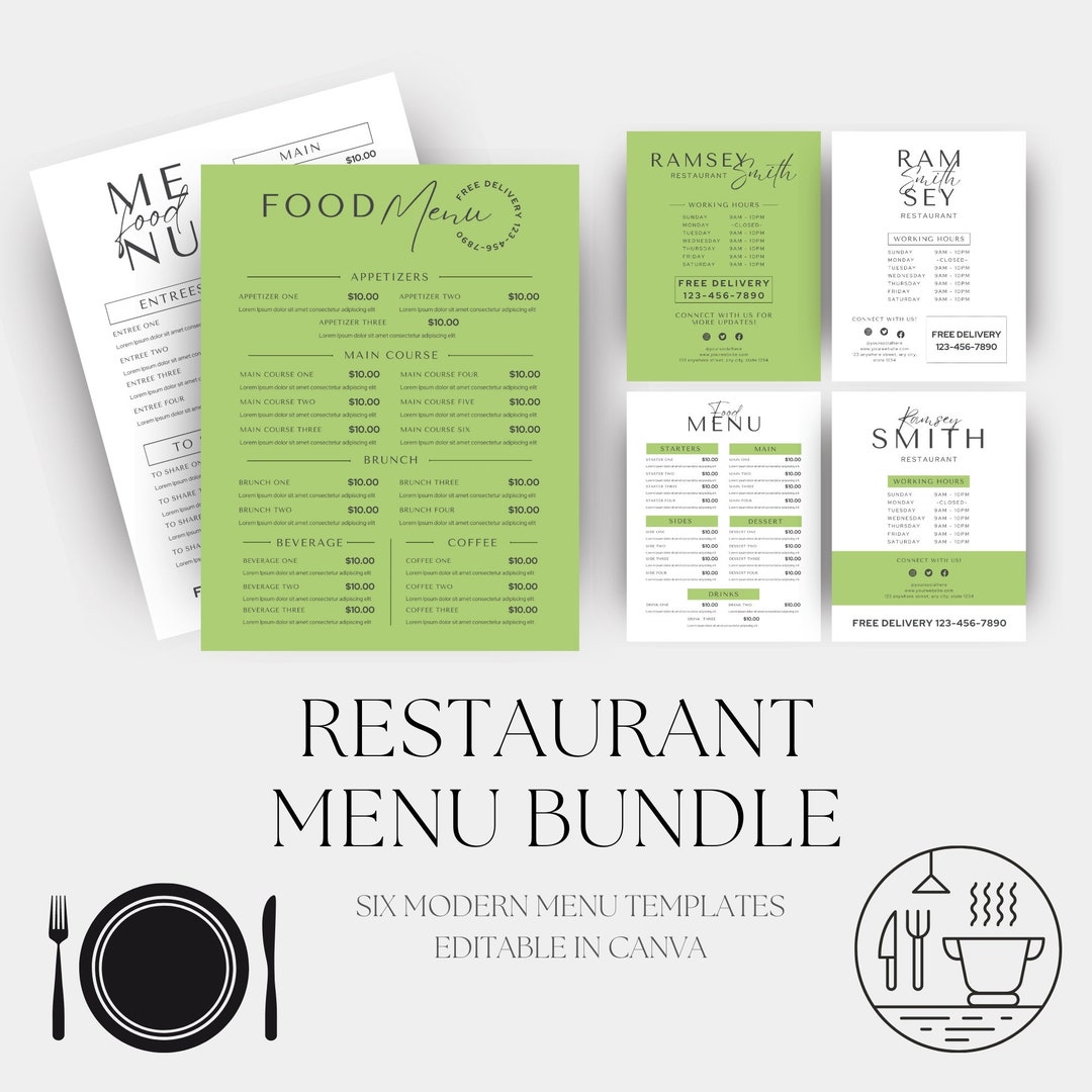 Canva Restaurant Menu Template | Food Industry Instant Download | Food ...