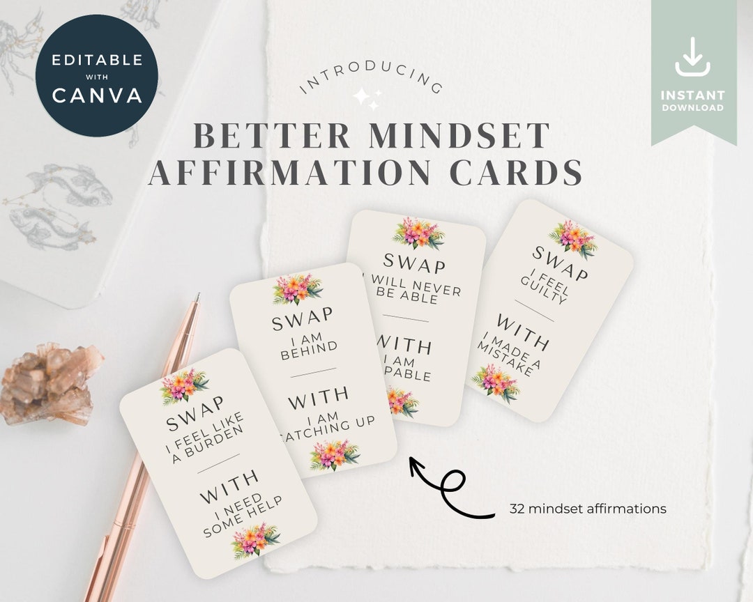 Affirmation Cards Template Canva, Affirmation Station, Printable ...
