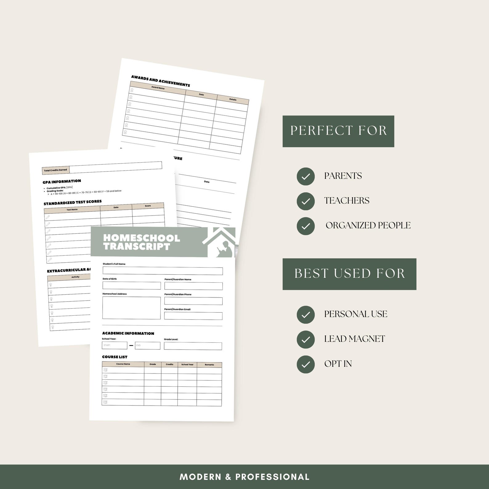 Homeschool Transcript, Canva Template for Homeschooling, Educational ...