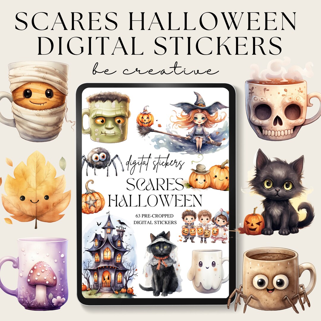 Scares Halloween Digital Stickers, Goodnotes Celestial Stickers, Png ...