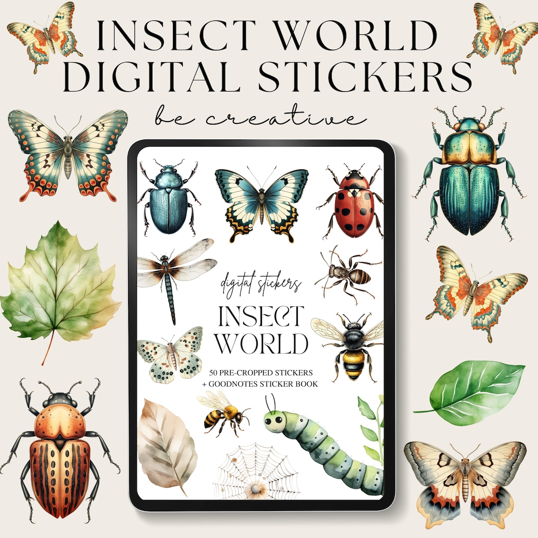 Insect World Digital Stickers, Goodnotes Online Planner Pngs, Bug ...