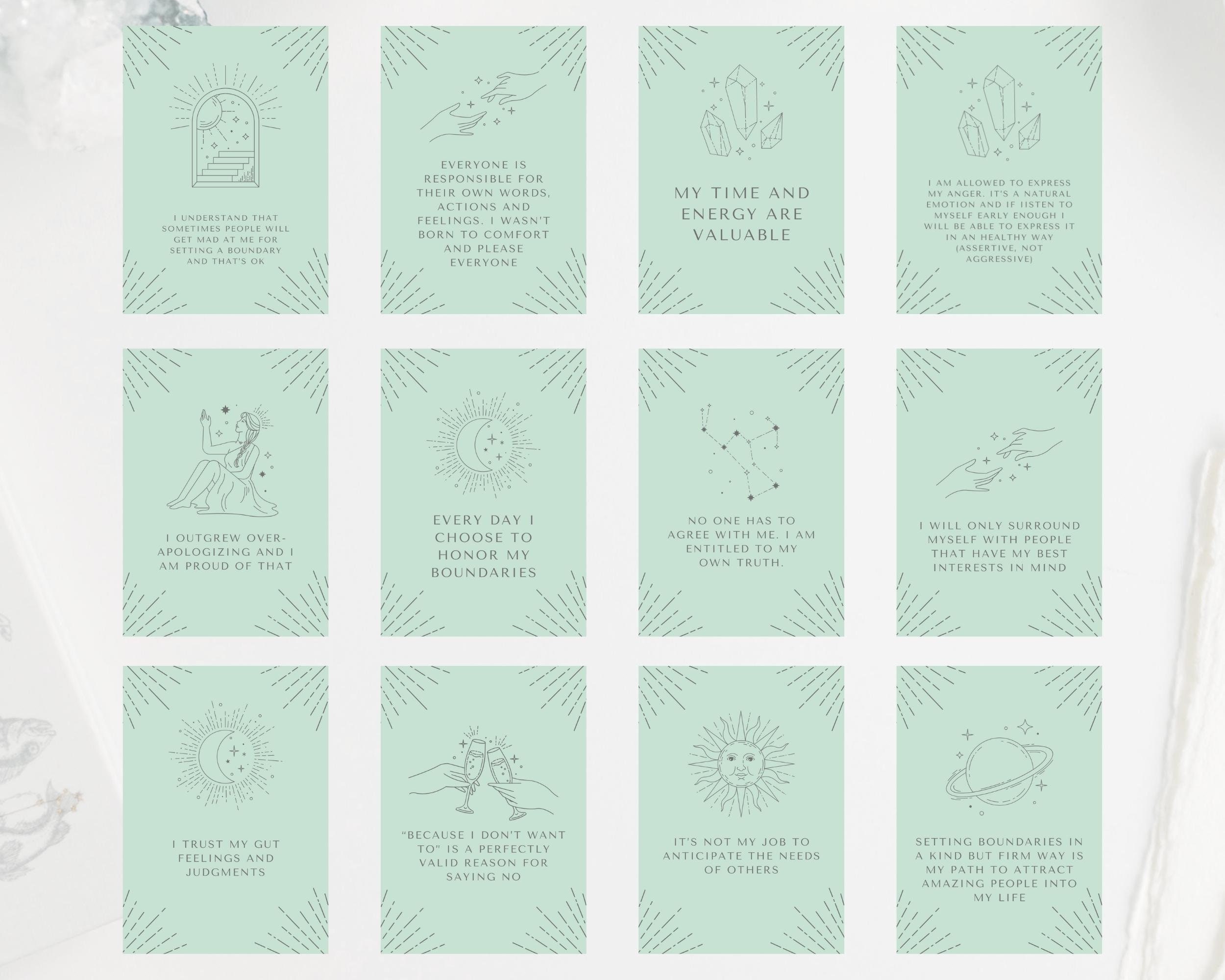 Affirmation Cards Template Canva Boundaries Affirmation - Etsy