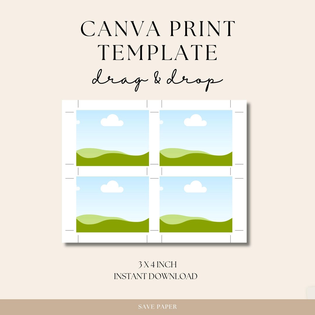 Canva Print Template, Editable Printable 3x4 Inch Drag and Drop ...