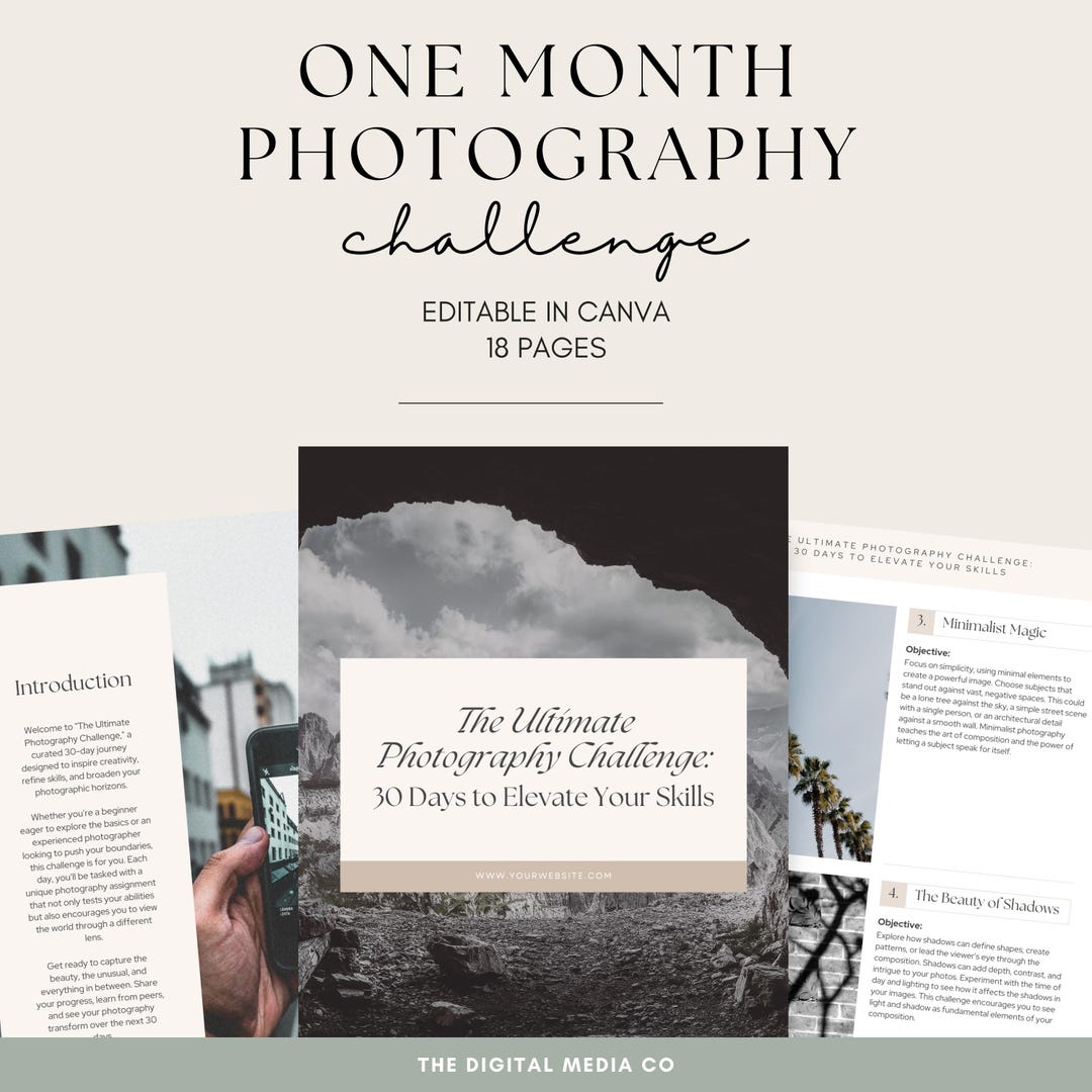 30 Day Photography Challenge Printable | One Month Photo Challenge PDF ...