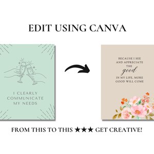 Affirmation Cards Template Canva Boundaries Affirmation - Etsy