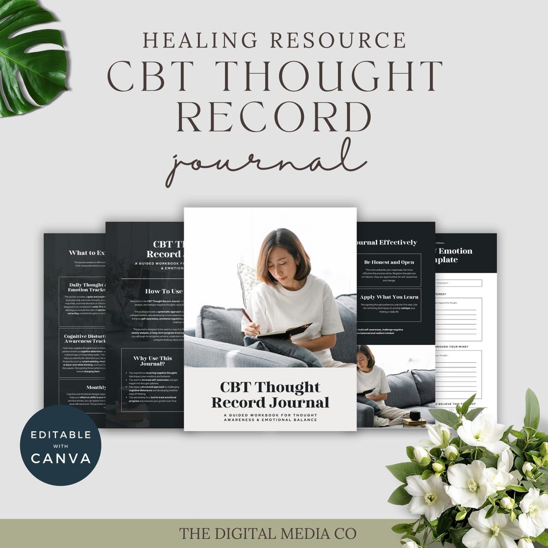 CBT Thought Record Journal Printable | Guided Workbook for Negative ...