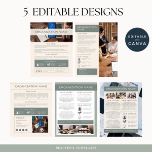 One Pager Nonprofit Canva Templates, Editable Infographic, Organization ...