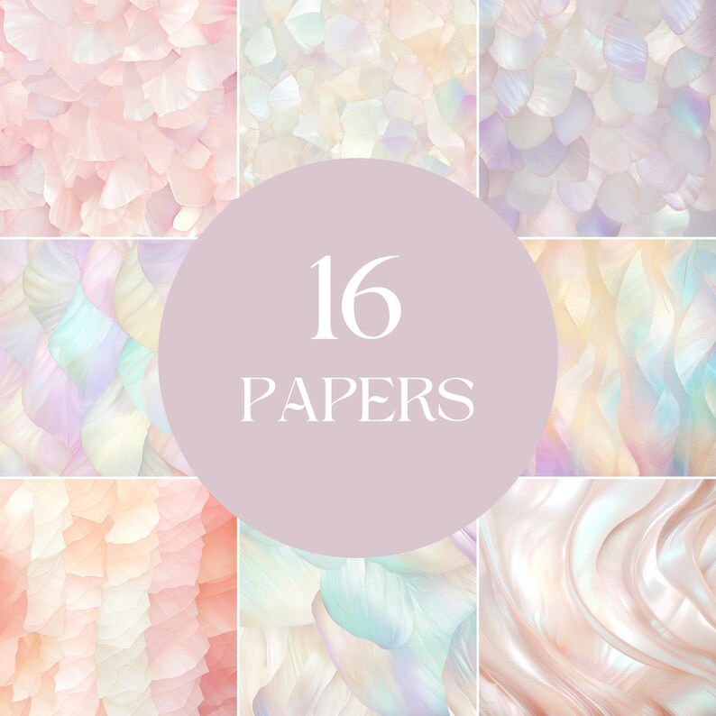 Mother of Pearl Shell Digital Paper, Iridescent Textures, Ocean Pastel ...