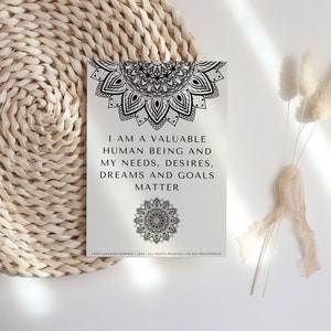 Boho Affirmation Cards Template Canva, Affirmation Station, Printable ...