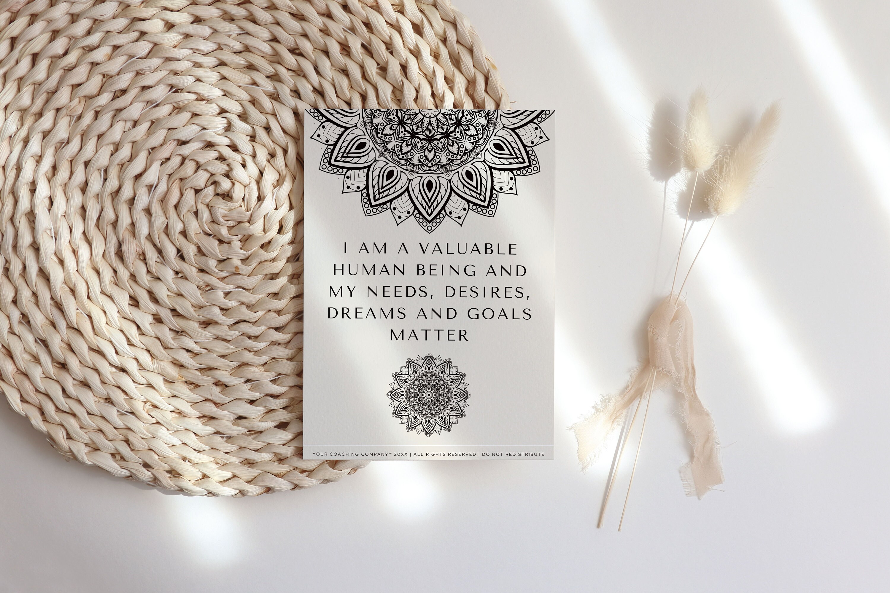 Boho Affirmation Cards Template Canva, Affirmation Station, Printable ...