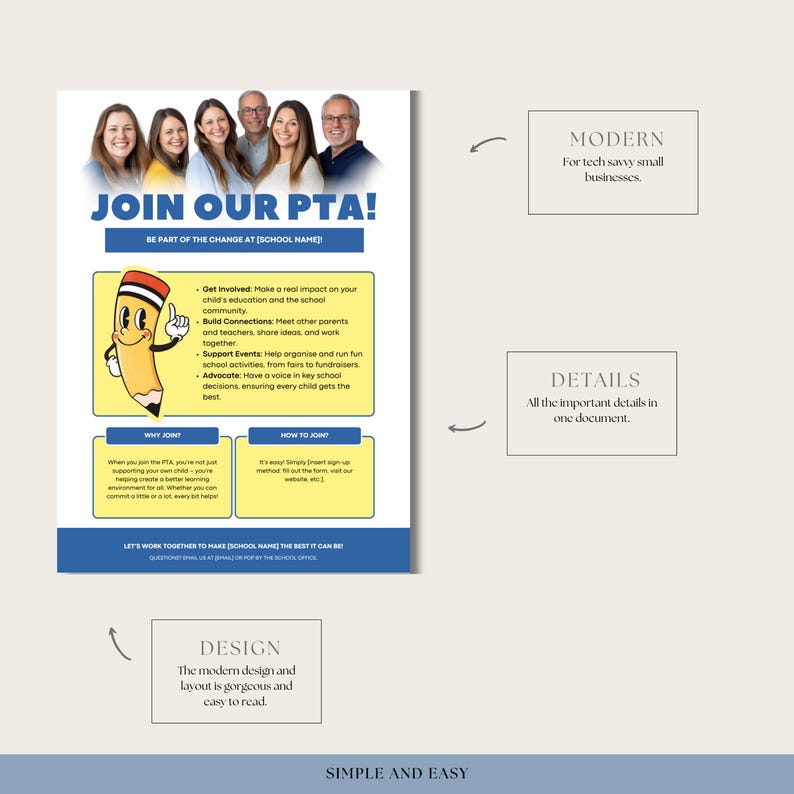 PTA Flyer Template for Schools - Etsy