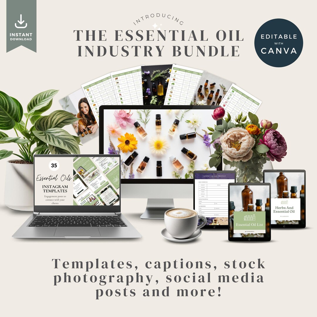 Essential Oil Branding Kit, Aromatherapy Marketing Bundle, Editable ...