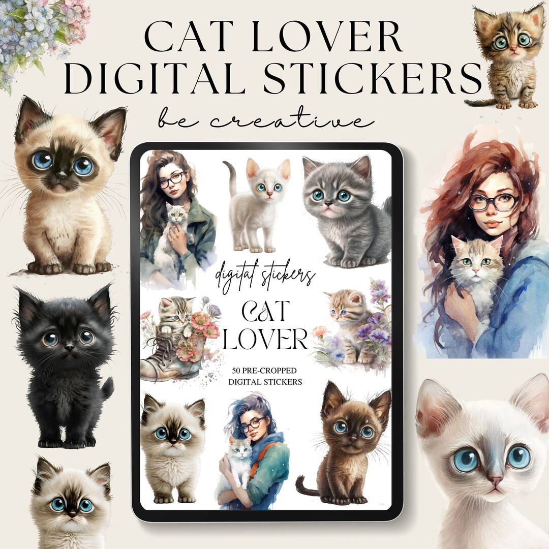 Cat Lover Digital Planner Stickers, Kitten Digital Stickers, Goodnotes ...