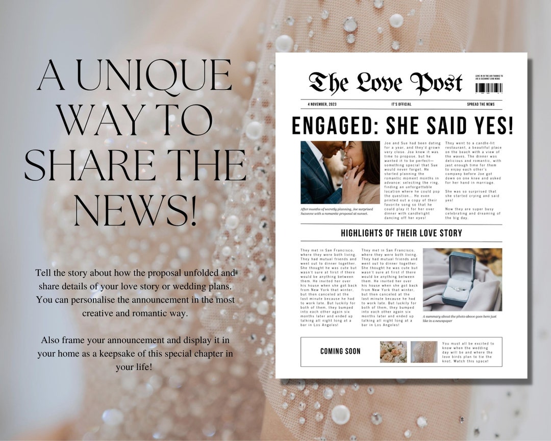 Canva Newspaper Template, Editable Newspaper, Editable Engagement ...