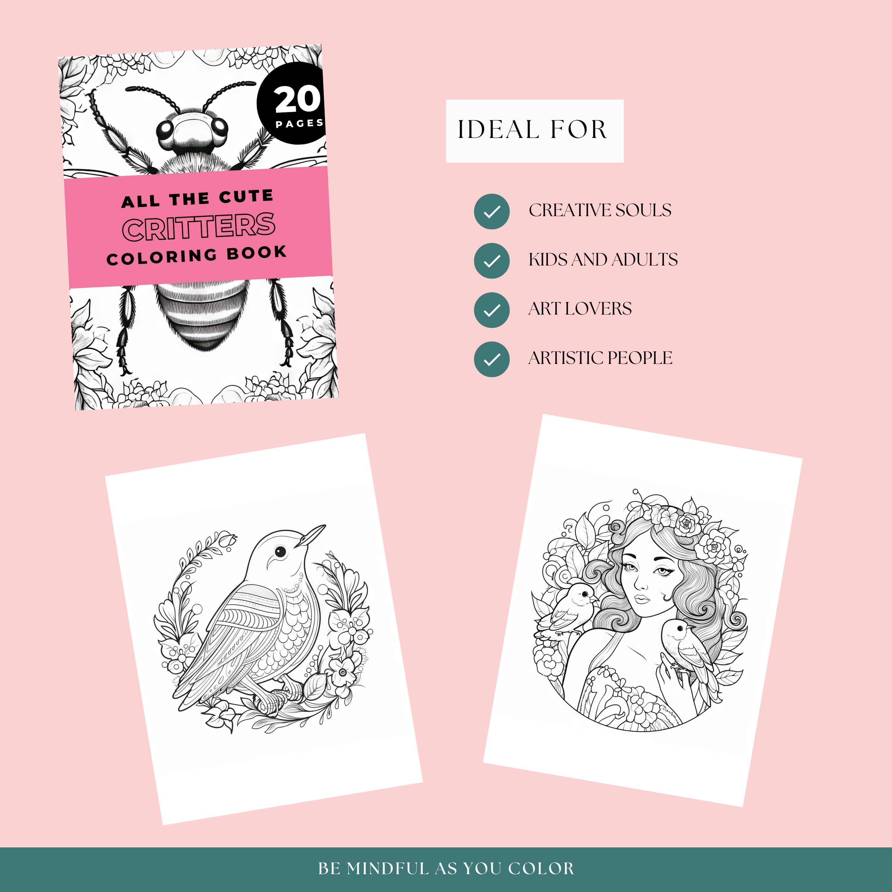 Bugs and Butterfly Coloring Pages | 20 Pages | Cute Coloring Pages ...