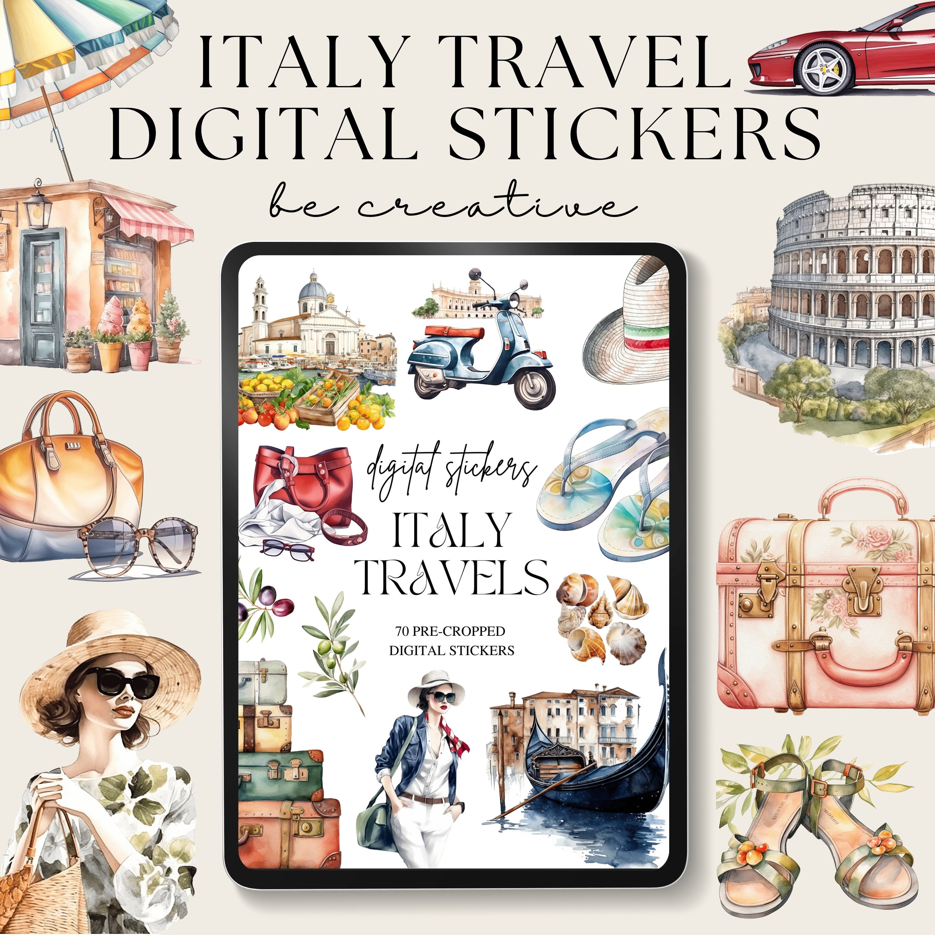 Italy Digital Planner Stickers, Goodnotes Stickers, Italian Travel ...