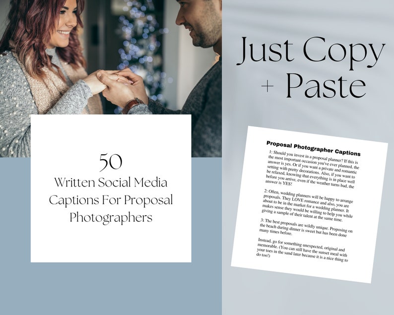 Proposal Photographer Written Social Media Captions Proposal - Etsy