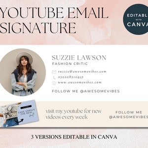 Youtuber Email Signature, Youtube Branding Kit, Editable Email ...