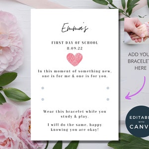 Printable Back to School Bracelet Gift Template, Printable Bracelet ...