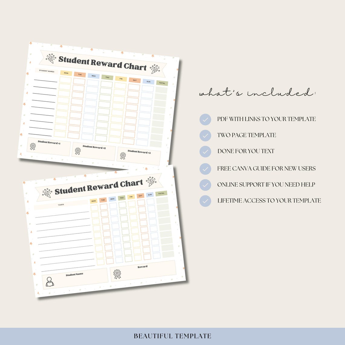 Student Reward Chart, Kids Behavior Chart | Editable Goal Tracker ...