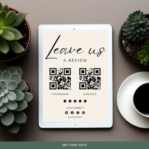 Leave A Review Framed Canva Template, Business Template, Editable QR ...