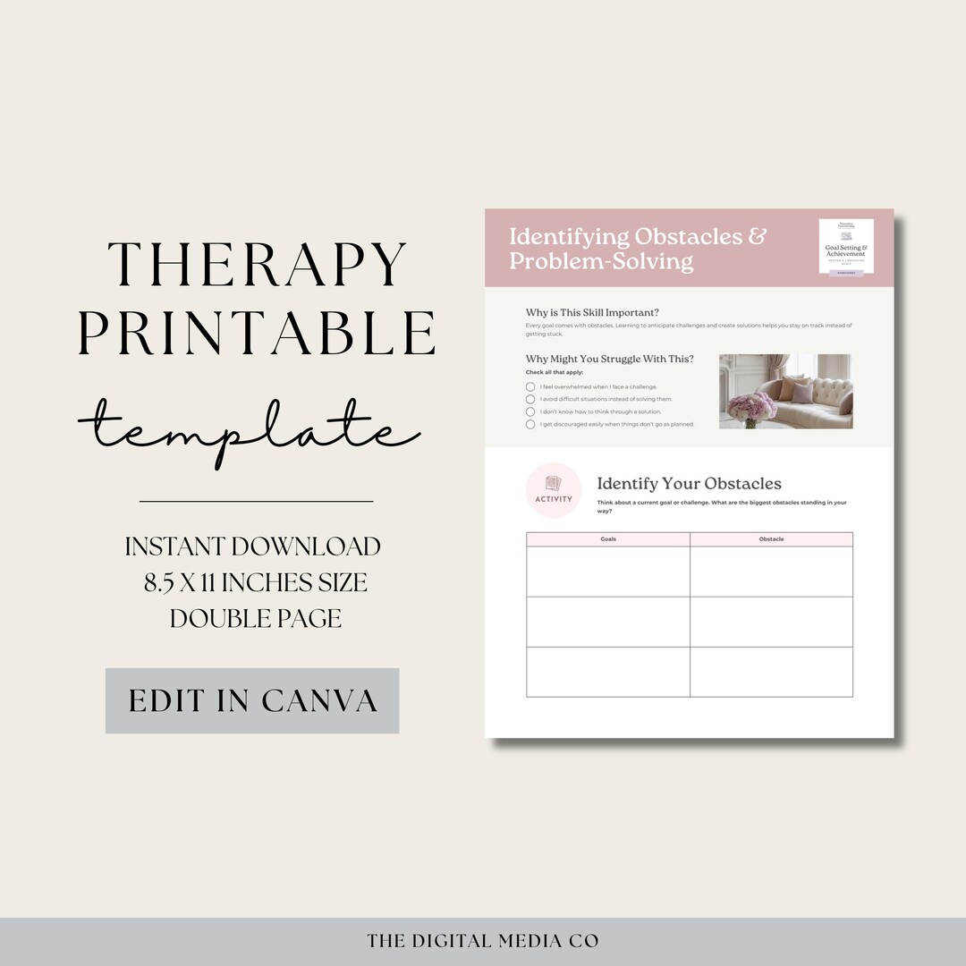 Identifying Obstacles & Problem-solving Worksheet, Printable Self ...