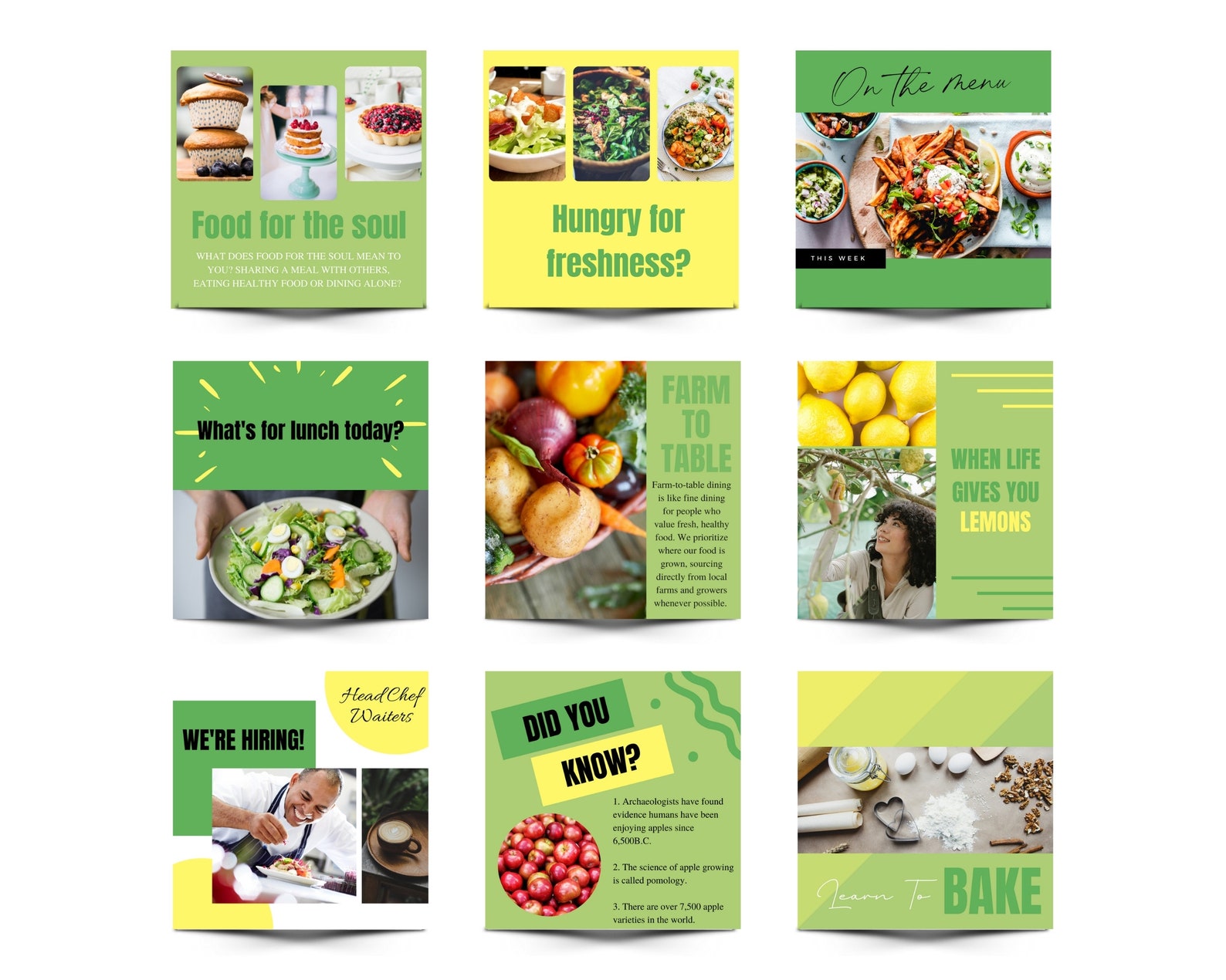 Food Blogger Instagram Templates for Canva, Instagram Post Templates ...