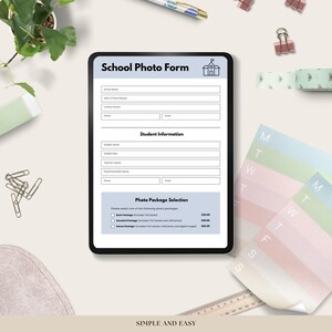 School Photo Form, Printable Template, Photography Order Form, Editable ...