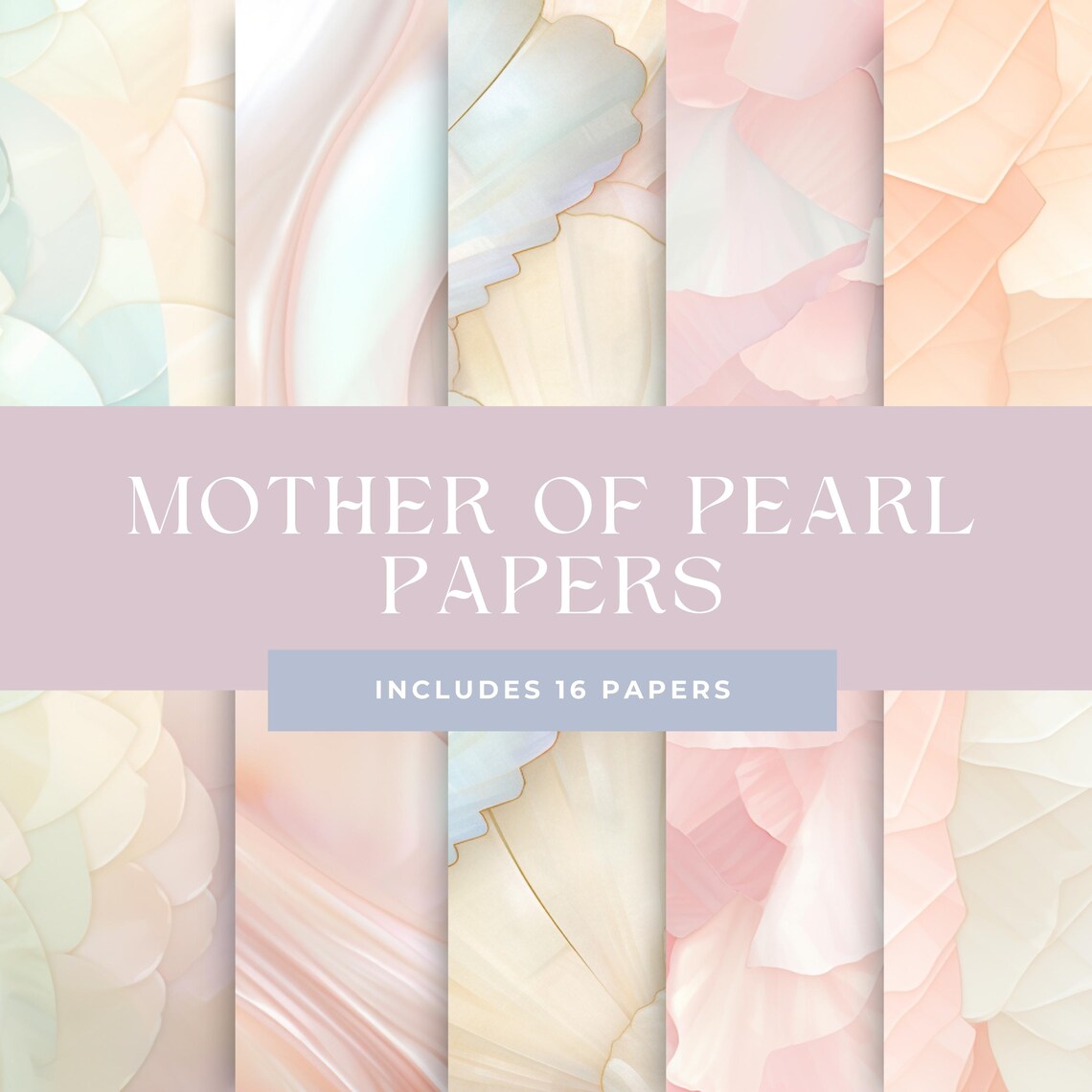Mother of Pearl Shell Digital Paper, Iridescent Textures, Ocean Pastel ...