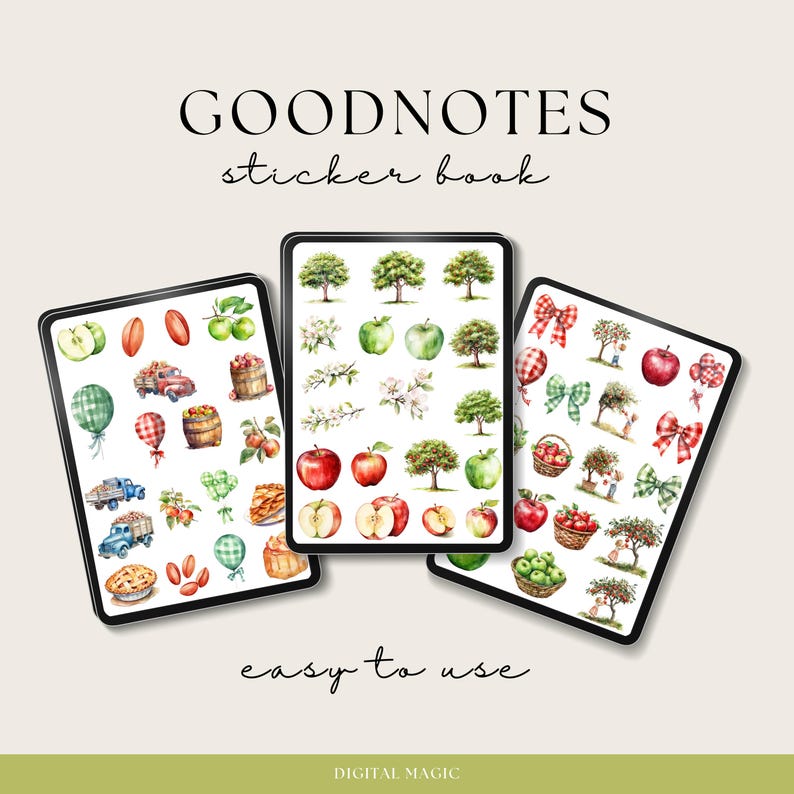 Fresh Apple Digital Stickers, Goodnotes Fruity Stickers, Notability ...