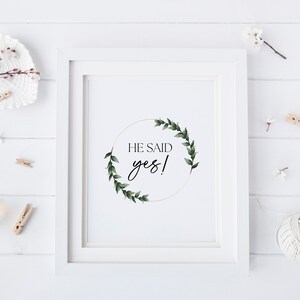 He Said Yes Sign, Printable Engagement Sign, Just Engaged Sign, Canva ...